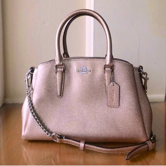 Coach | Bags | Coach Top Handle Crossbody Mini Metallic Rose Gold ...